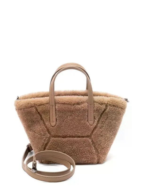 Brunello Cucinelli Geometric Shearling Tote Bag