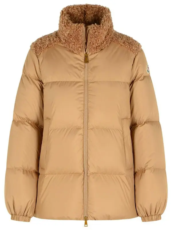 Moncler Short Down Jacket With Polyester 'esnaie' Teddy Trim