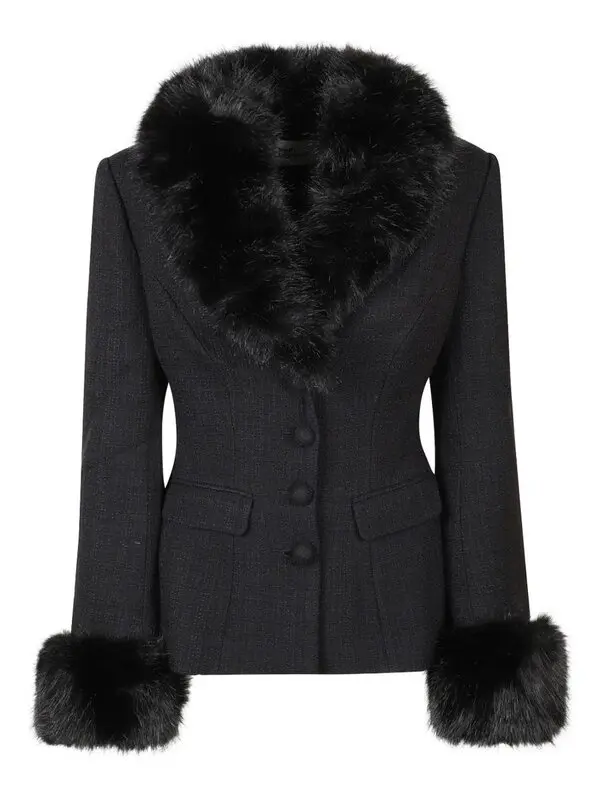 SELF-PORTRAIT Tweed Jacket With Faux Fur