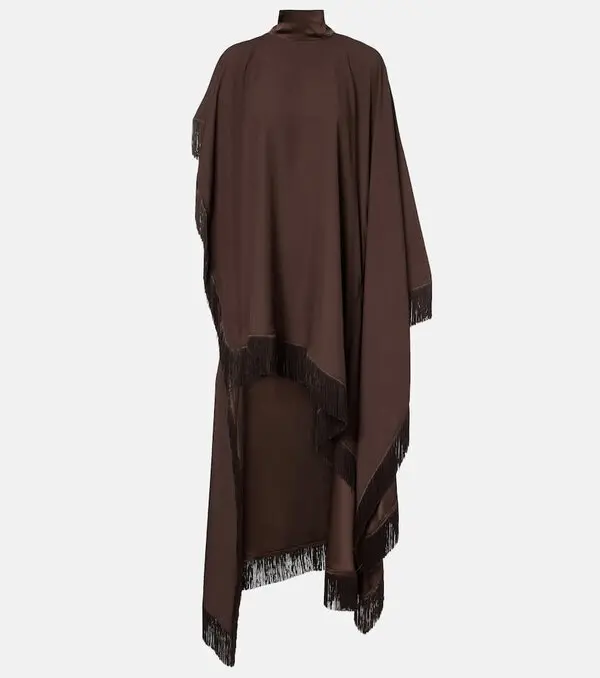 TALLER MARMO New Age Fringed Asymmetric Satin Kaftan