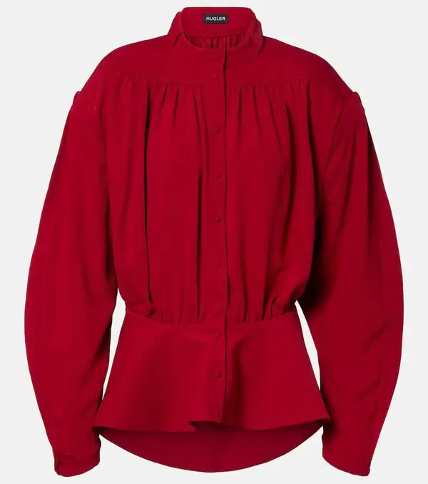 MUGLER Re/edit Hiver Russe Crêpe Twill Blouse - Red