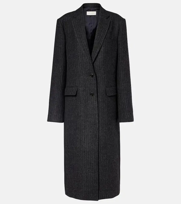 Dries Van Noten Chalk Stripe Wool Coat