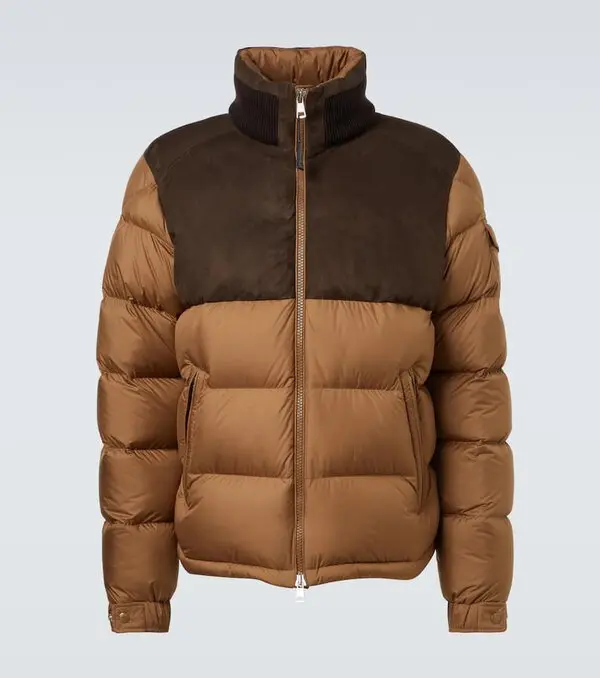 Moncler Cheverny Suede-trimmed Down Jacket