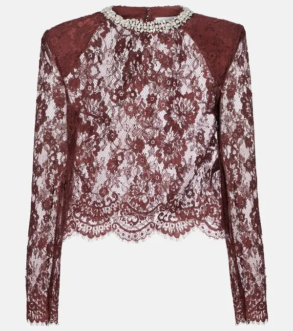 SELF-PORTRAIT Embellished Lace Top