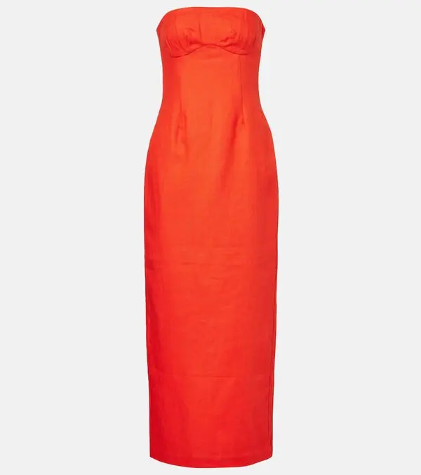 Sir The Label Strapless Linen Maxi Dress