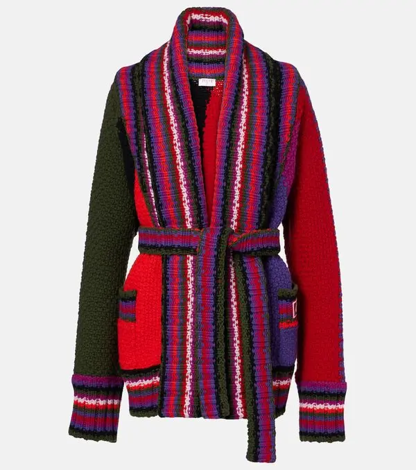 Emilio Pucci Striped Wool Wrap Cardigan