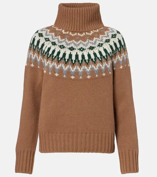 Bogner Ingrid Jacquard Cashmere Turtleneck Sweater - Brown