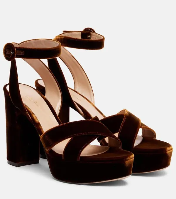 GIANVITO ROSSI Sabrina 70 Velvet Platform Sandals