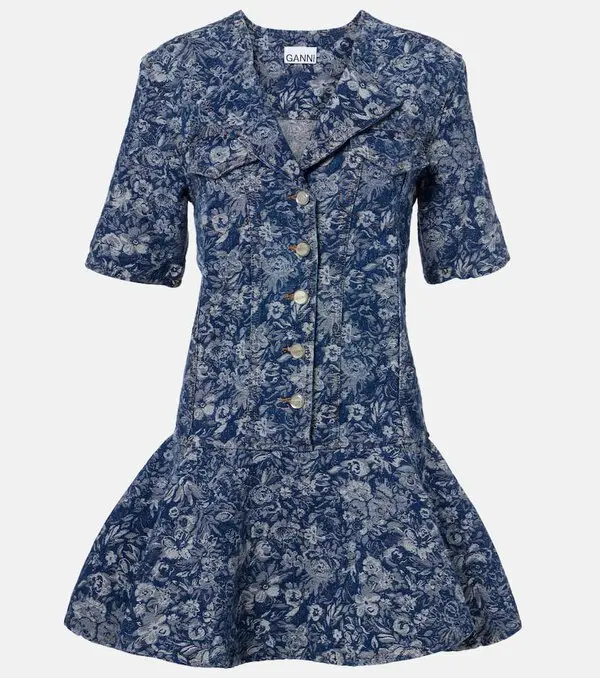 GANNI Peplum Tapestry Minidress