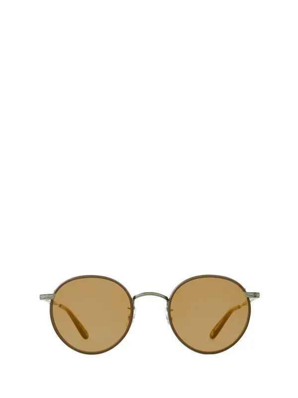 Garrett Leight Round Frame Sunglasses - Olive-pewter/semi-flat Pure Maple