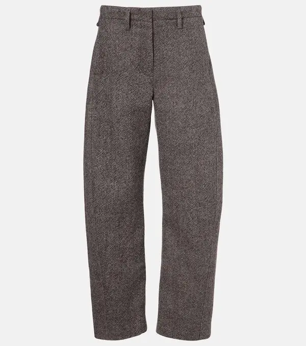 Magda Butrym Low-rise Herringbone Wool-blend Barrel-leg Pants