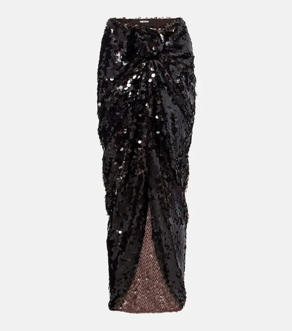 Remain Birger Christensen Asymmetric Gathered Sequined Maxi Skirt