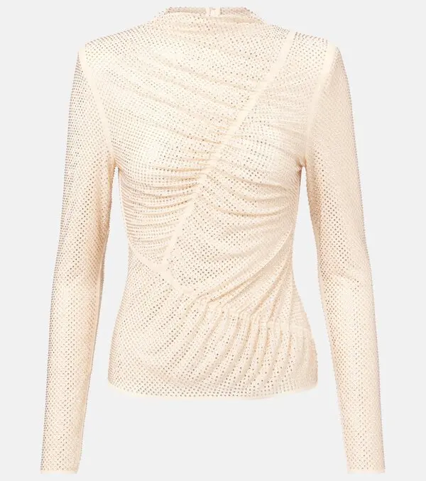 SELF-PORTRAIT Gathered Rhinestone Top