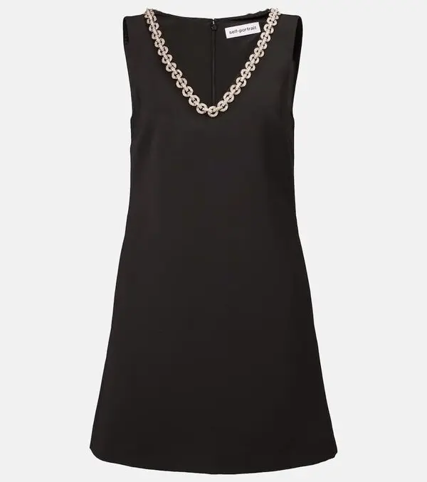 SELF-PORTRAIT Crystal-embellished Crêpe Minidress
