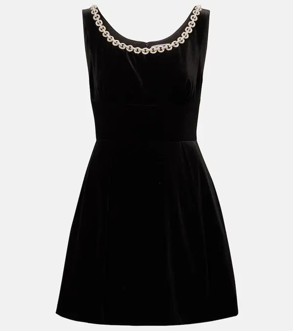 SELF-PORTRAIT Crystal-embellished Velvet Minidress