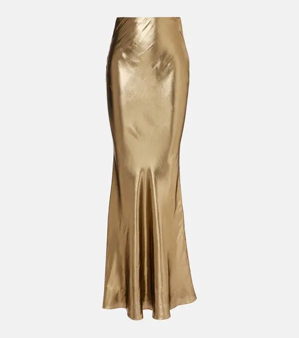 SELF-PORTRAIT Metallic Satin Maxi Skirt