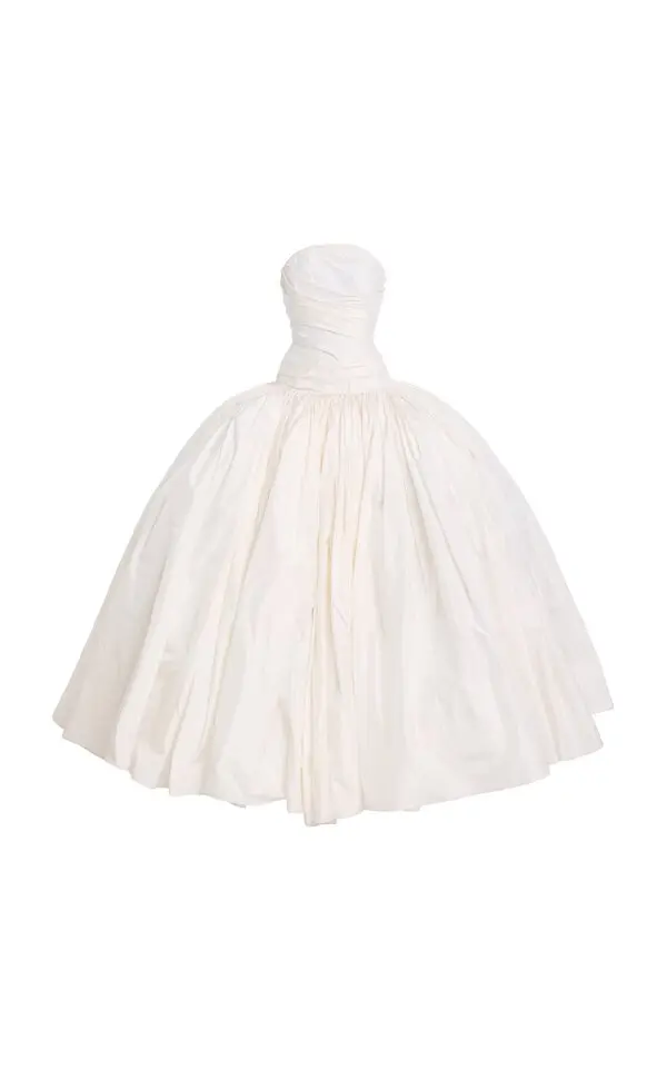 WIEDERHOEFT Norma Gown In White Silk Taffeta