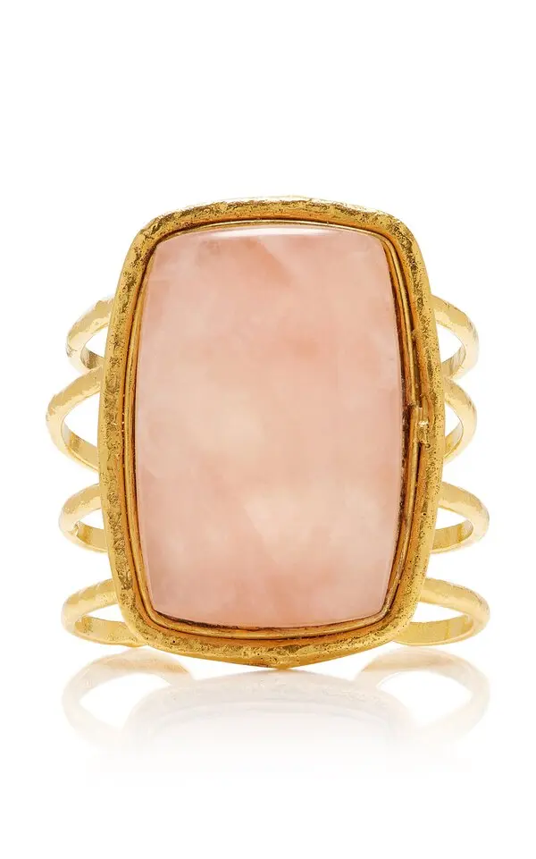 Sylvia Toledano 18k Plated Pink Quartz Cuff Bracelet