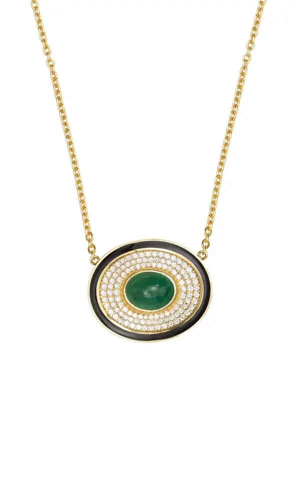 JENNA BLAKE Eyecon 18k Yellow Gold Diamond And Emerald Necklace