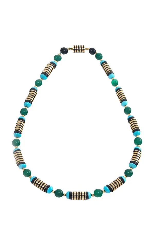 JENNA BLAKE 18k Yellow Gold Enamel Multi Stone Necklace