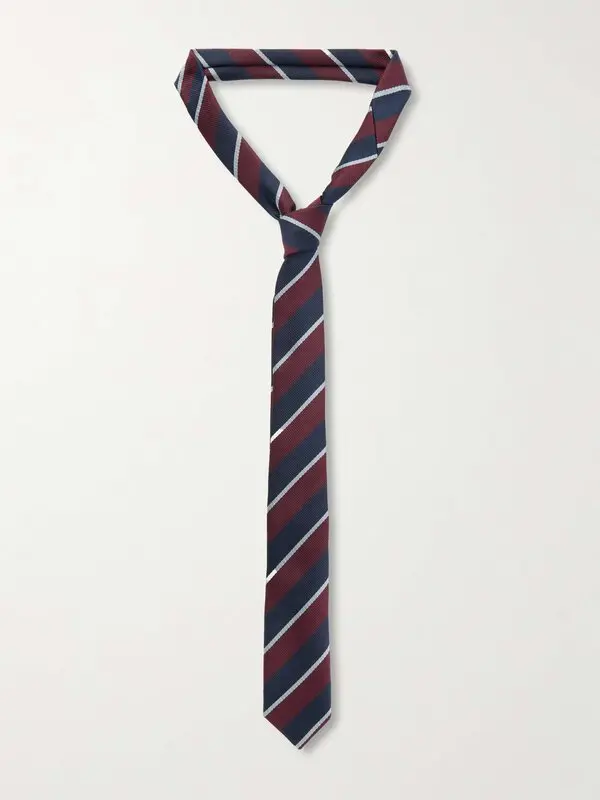 THE FRANKIE SHOP Lene Striped Twill Tie - Burgundy