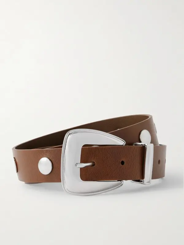 THE FRANKIE SHOP Perth Studded Leather Belt - Brown