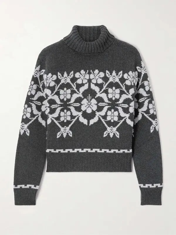 HIGH SPORT Fair Isle Wool And Cashmere-blend Turtleneck Sweater - Charcoal
