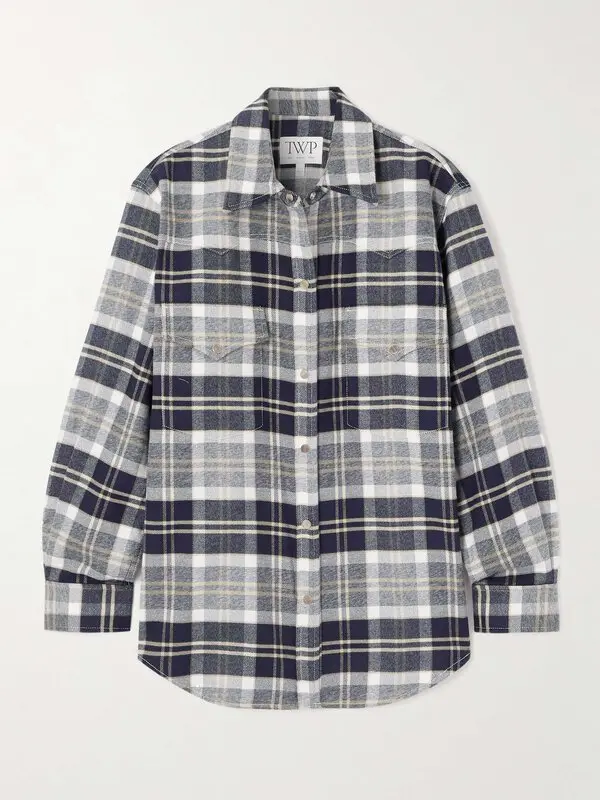 TWP Dutton Checked Cotton-flannel Shirt - Navy