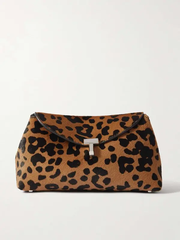 TOTÊME T-lock Mini Leopard-print Calf Hair Clutch - Leopard Print