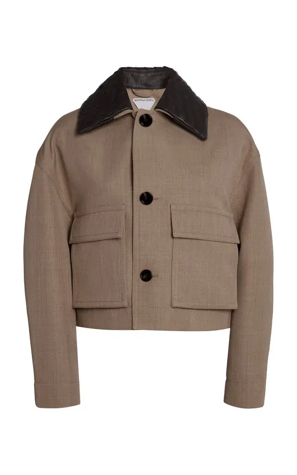 Bottega Veneta Intrecciato-collar Wool-twill Jacket