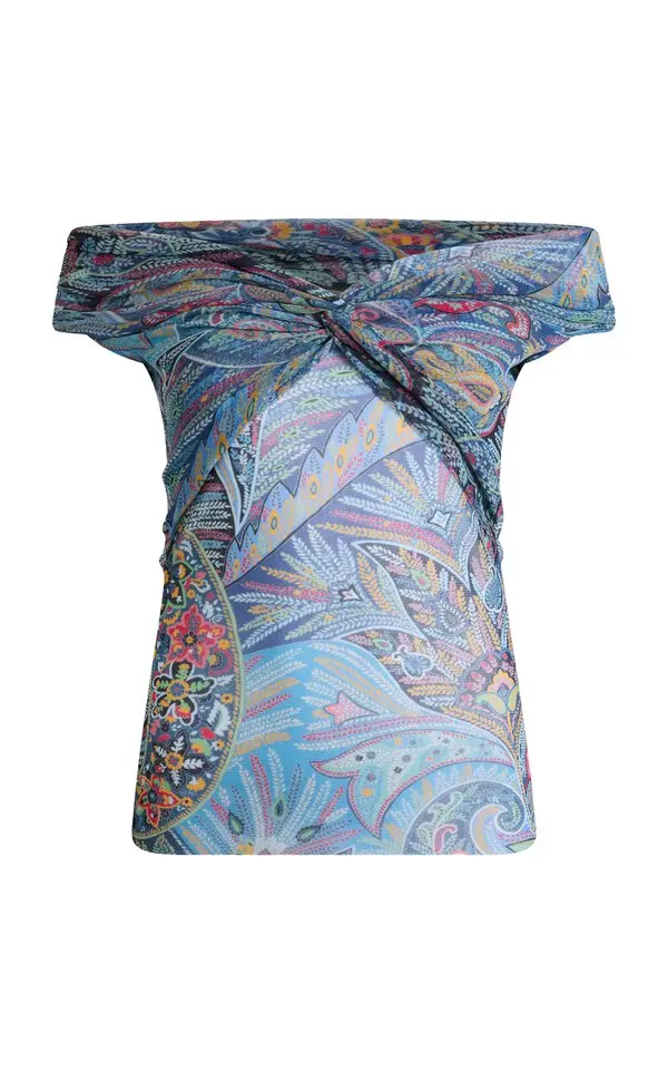 Etro Off-the-shoulder Mesh Top