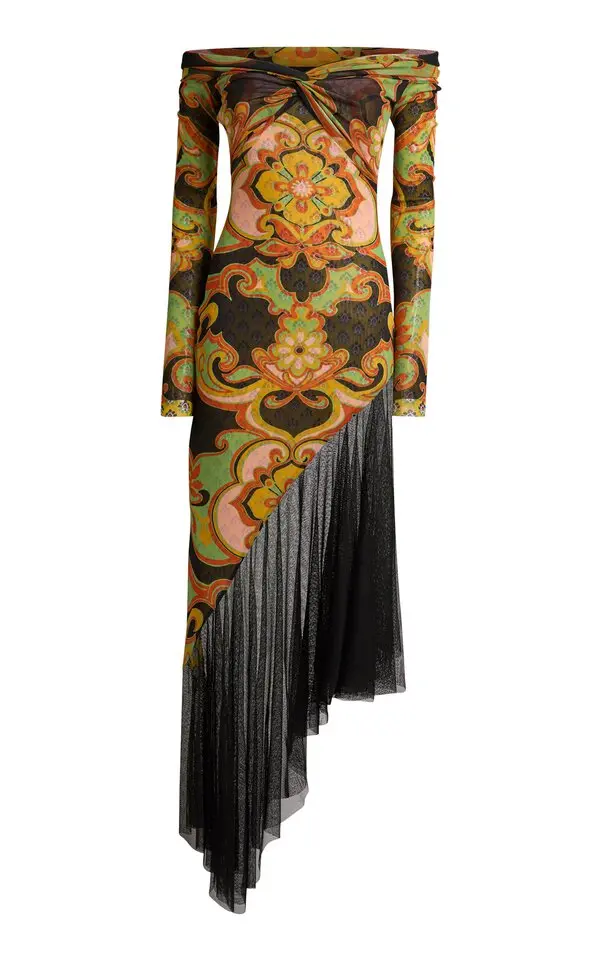 Etro Sheer-paneled Mesh Midi Dress