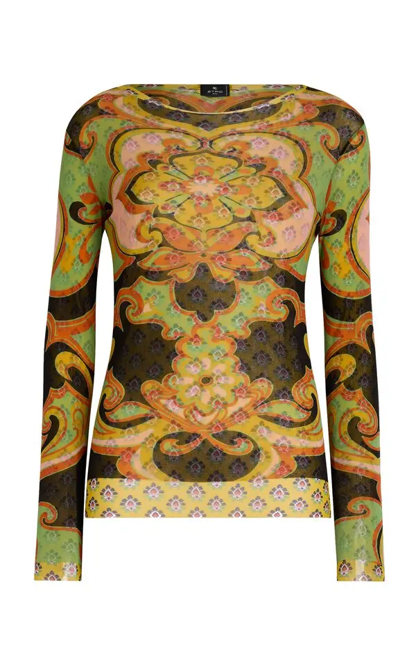 Etro Printed Mesh Top
