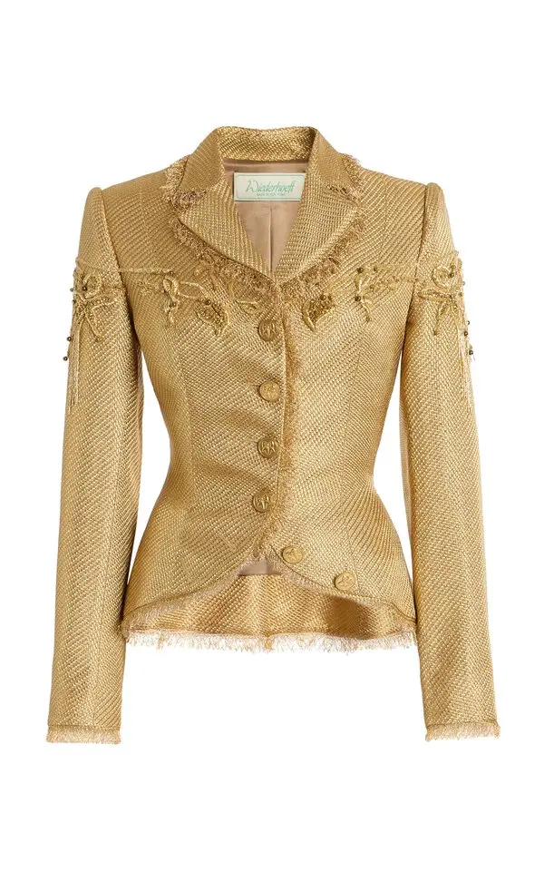 WIEDERHOEFT Nipped Salon Jacket In Basketweave Lam