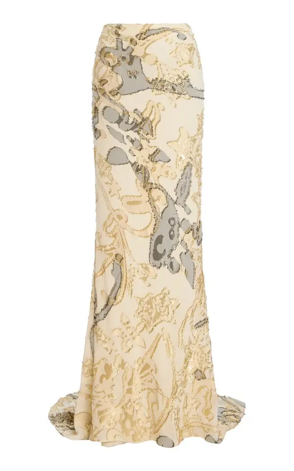 WIEDERHOEFT Gallery Skirt In Bias-cut Fil Coupe Layered Silks