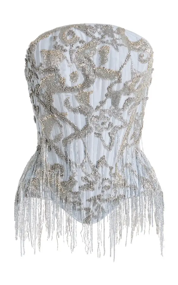 WIEDERHOEFT Julie Silk Taffeta Corset With Lost Works Embroidery