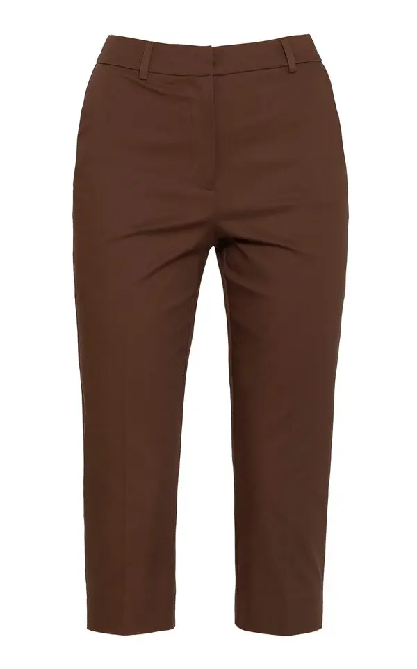 DES_PHEMMES Mid-rise Tailored Cotton-blend Capri Pants - Bronze