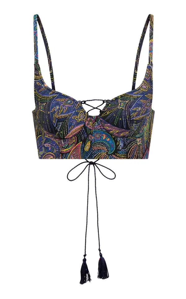 Etro Printed Crepe Bustier Top