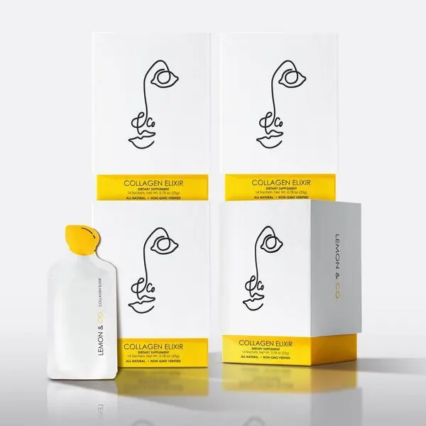 LEMON AND CO. Liquid Collagen Drink Mix | Daily Elixir With Marine Collagen & Vitamin C, 8-week Bundle