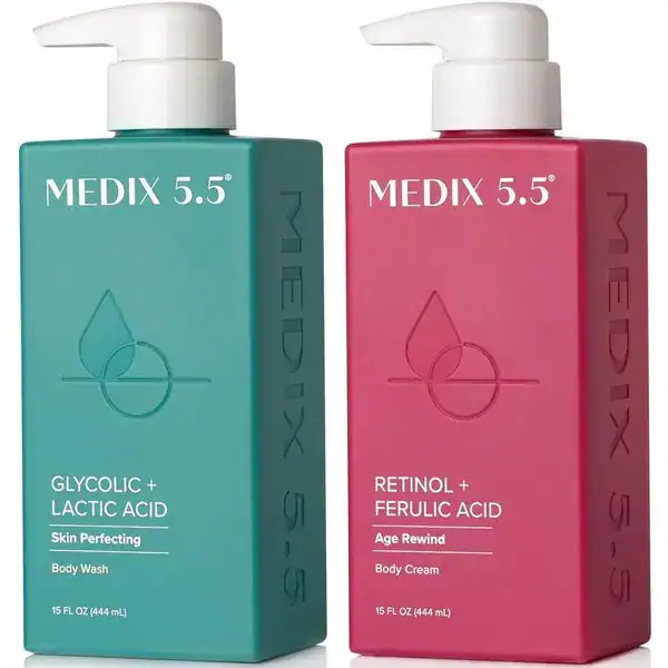 Medix 5.5 Retinol + Ferulic Acid Body Cream & Glycolic Acid + Lactic ...