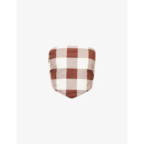 Posse Callie Gingham-print Tie Cotton Top