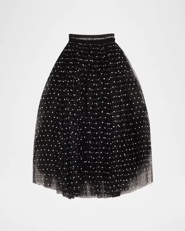 Adam Lippes Long Tulle Crystal Skirt