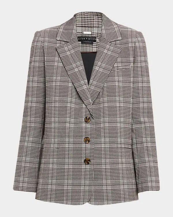 Alice + Olivia Michael Plaid Boxy Blazer