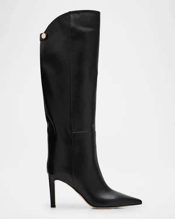 JIMMY CHOO Alizze 85 Leather Knee-high Boots - Black