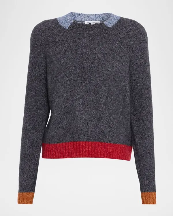 Autumn Cashmere Colorblock Crewneck Cashmere-silk Sweater