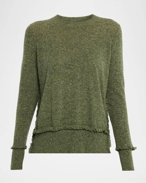 Autumn Cashmere Crewneck Fringe-trim Cashmere Sweater