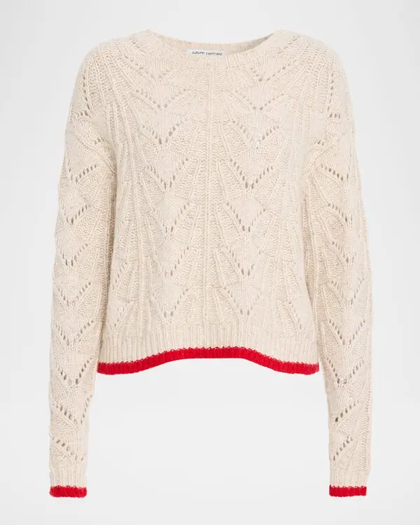 Autumn Cashmere Boxy Shell-stitch Cashmere Sweater