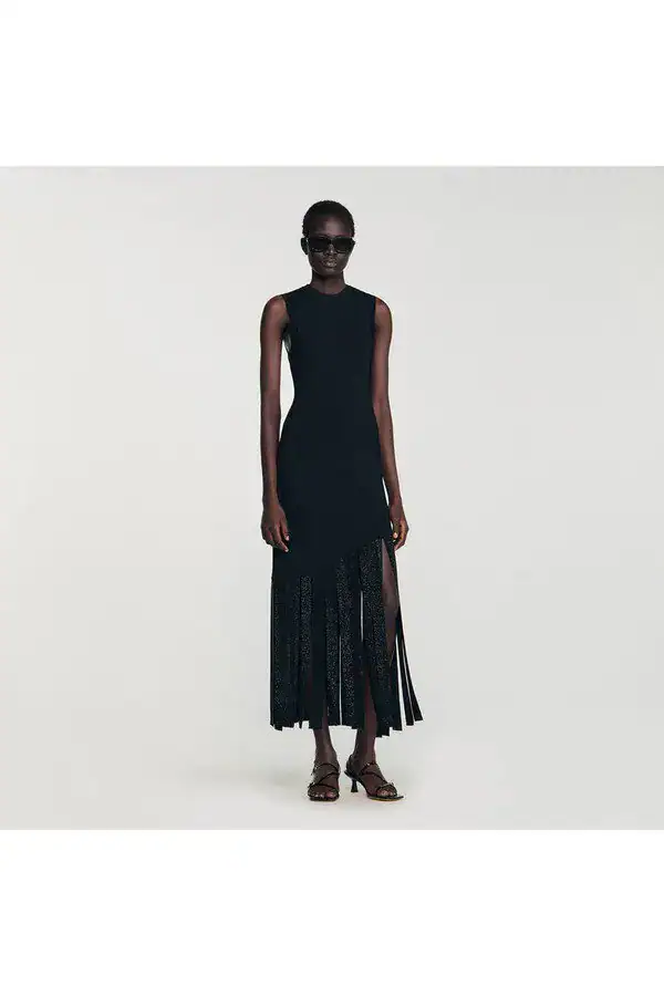 self portrait knit mini dress Self-Portrait - Black Knit Contrast Collar Mini Dress main image 1