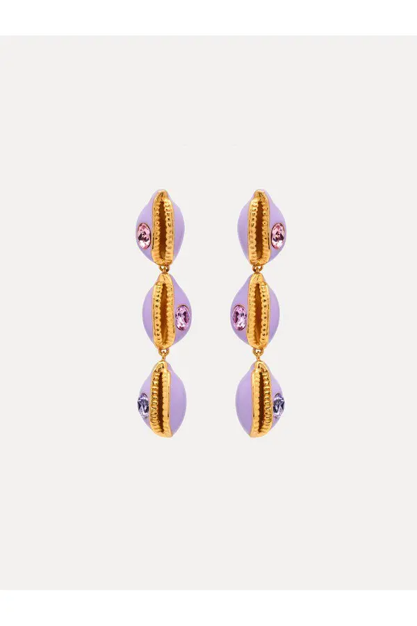 Oscar De La Renta Cowrie Shell Drop Clip-on Earrings