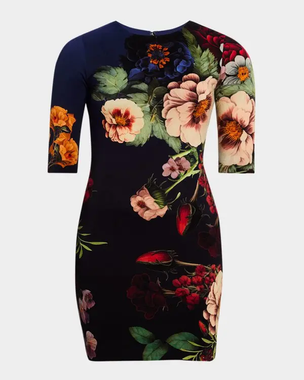 Alice + Olivia Magic Garden Gradient Delora Crewneck Mini Dress